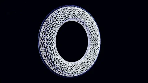 Two 3D rotating rings frames on black ba... | Stock Video | Pond5