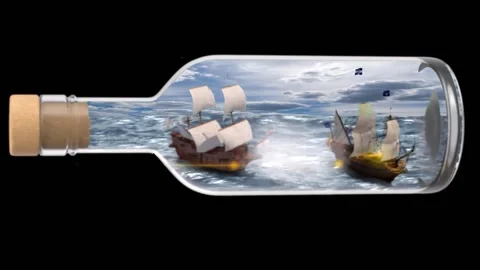 Two ancient galleons at war on the high ... | Stock Video | Pond5