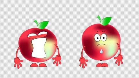 Two apples. Cartoon characters. Differen... | Stock Video | Pond5