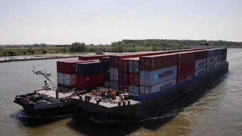 Two Barges Loaded With Shipping Containe... | Stock Video | Pond5