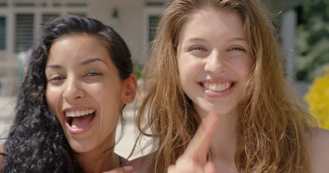 two beautiful women best friends having ... | Stock Video | Pond5