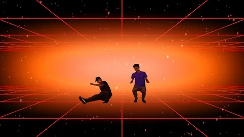 Two boys dancing hip hop with orange bac... | Stock Video | Pond5