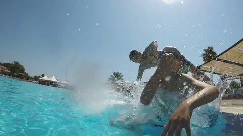 Two boys fall in sea waters on a Turkish... | Stock Video | Pond5