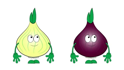 Two cartoon animated onions. Onions with... | Stock Video | Pond5