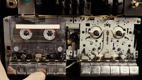 Two cassette Tape recorder inside mechan... | Stock Video | Pond5