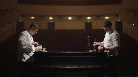 Two Chefs Cooking Luxury Meals In Opera ... | Stock Video | Pond5