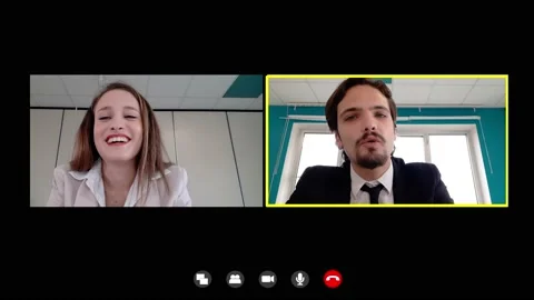 two colleagues talking on video call abo... | Stock Video | Pond5