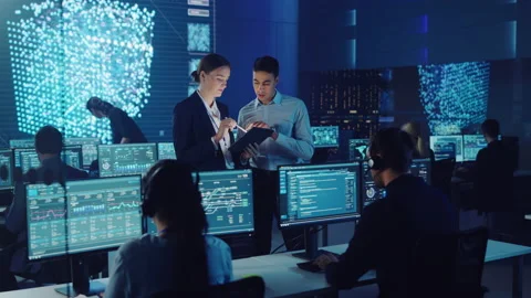 Two Computer Data Science Engineers Work... | Stock Video | Pond5