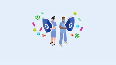Two doctors protecting from bacterias an... | Stock Video | Pond5