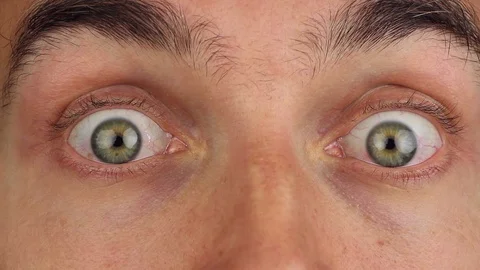 two eyes opens wide in panic, fear horro... | Stock Video | Pond5