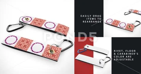PSD Template: Two Fabric Key Fob with Carabiner and Keyring Mockup ...