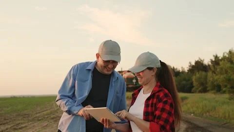 two farmer tablet farming, conversation ... | Stock Video | Pond5