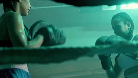 Two female boxers training in boxing gym... | Stock Video | Pond5