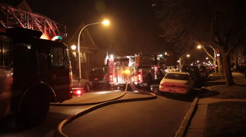 Two fire engines on street at night | Stock Video | Pond5