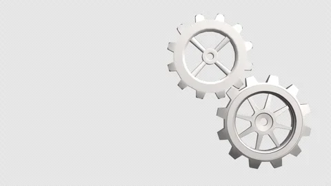 Two gear turning on white background, 4k... | Stock Video | Pond5
