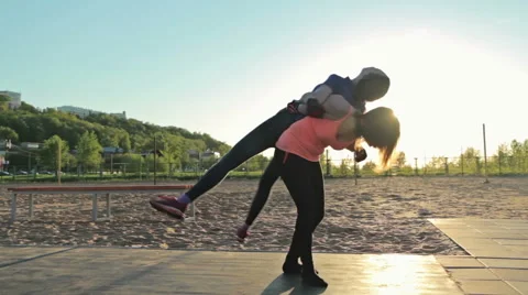 two girl having fun, piggyback ride | Stock Video | Pond5