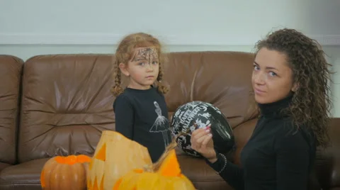 Two girls preparing to the Halloween par... | Stock Video | Pond5