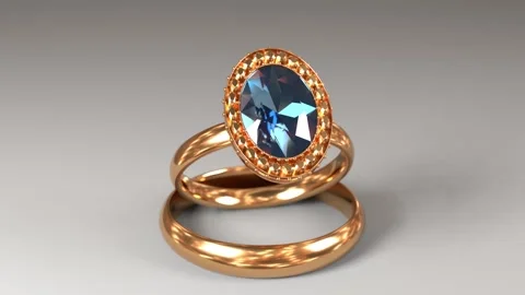 Two gold rings with gem stones 3D 4K ani... | Stock Video | Pond5