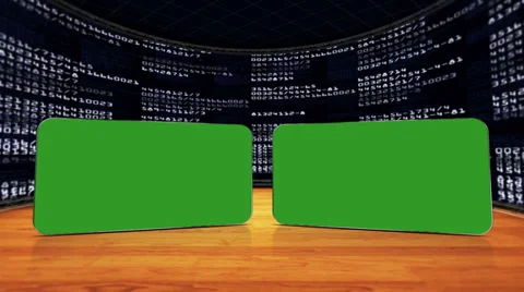 Two Green Screen Monitors in Numbers Roo... | Stock Video | Pond5