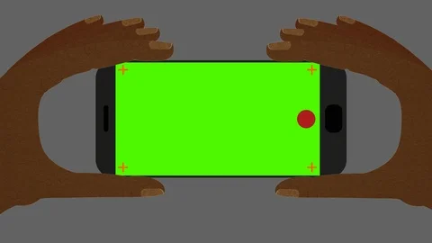 Two Hands Rise Recording Phone with Gree... | Stock Video | Pond5