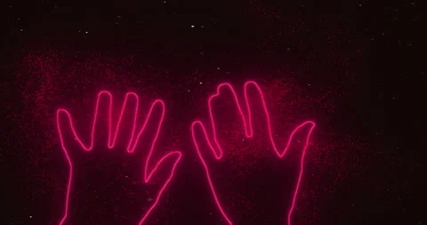 Two hands wave their palm in space among... | Stock Video | Pond5
