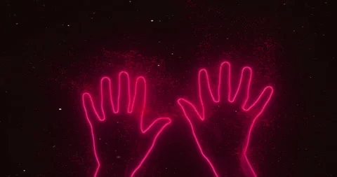 Two hands wave their palm in space among... | Stock Video | Pond5