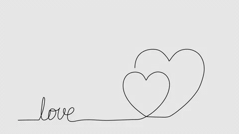 Two hearts and word love, one line drawi... | Stock Video | Pond5