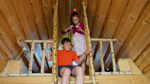 Two kids boy and girl get fun in country... | Stock Video | Pond5