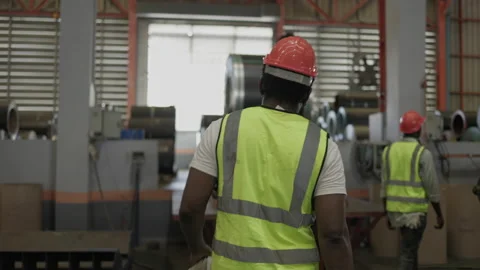Two Labor Heavy Industry Walk in Steel M... | Stock Video | Pond5