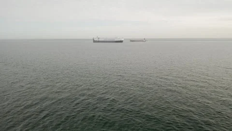 Two Large Ships Cross Paths In Port Phil... | Stock Video | Pond5