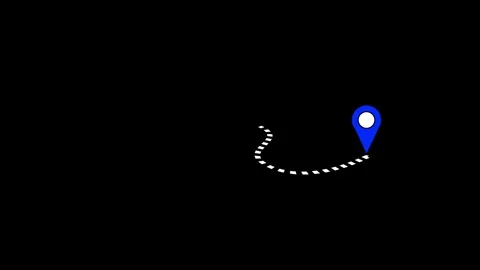 Two location pins connected by a dashed ... | Stock Video | Pond5