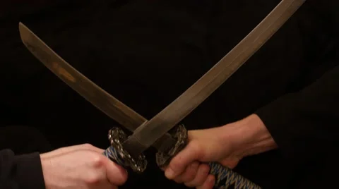 two man hands fight with swords - presse... | Stock Video | Pond5