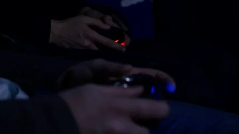 two Man playing with a videogame control... | Stock Video | Pond5