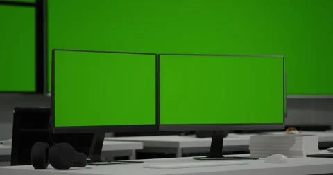 Two Mock Up Green Screen Desktops On The... | Stock Video | Pond5