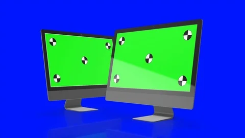Two Modern computers with green screen, ... | Stock Video | Pond5