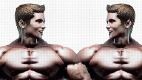 Two muscular men 8 bit. 3d animation | Stock Video | Pond5