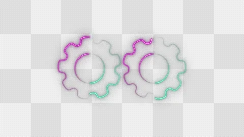 Two neon spinning gears animation on tra... | Stock Video | Pond5