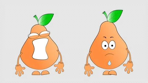 Two pears. Cartoon characters. Different... | Stock Video | Pond5