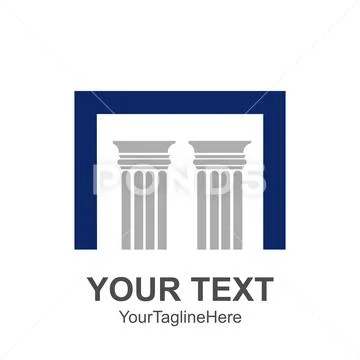 Two pillars with a capital N square letter for the architectural ...