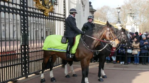 Two police officers riding a horse infro... | Stock Video | Pond5