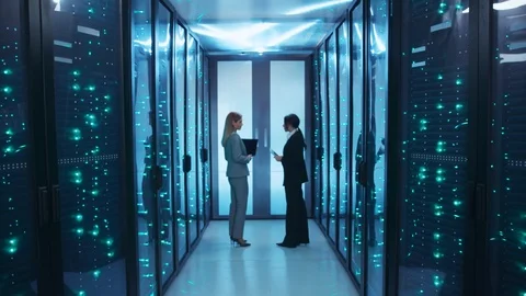 Two professional women server engineers ... | Stock Video | Pond5