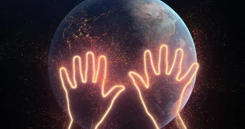 Two red hands wave their palm in space a... | Stock Video | Pond5