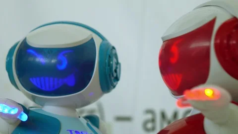 Two robots talking to each other. | Stock Video | Pond5