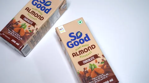 Two small cartons of So Good chocolate a... | Stock Video | Pond5