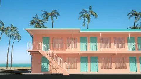 Two-story motel buildings standing next ... | Stock Video | Pond5