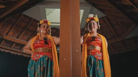 Two traditional Javanese dancers are sta... | Stock Video | Pond5