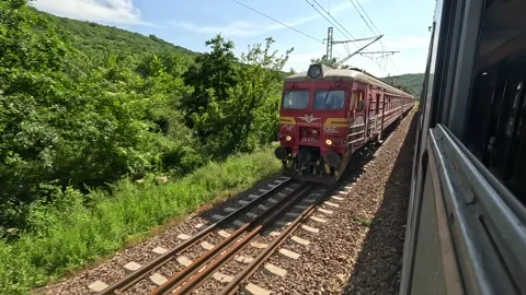 Two Trains Are Passing By Each Other | Stock Video | Pond5