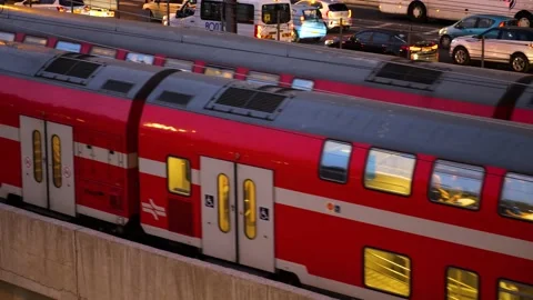 Two trains passing each other in opposit... | Stock Video | Pond5