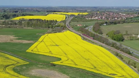 Two trains passing each other in beautif... | Stock Video | Pond5