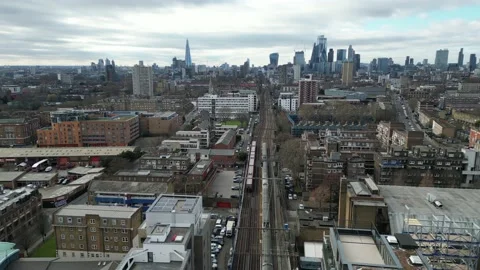 Two trains running in parallel East Lond... | Stock Video | Pond5